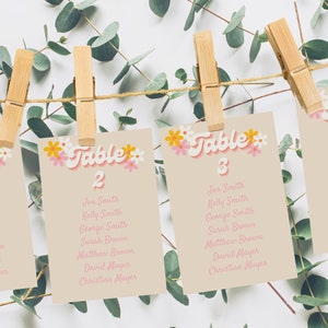 Retro Table Signage Bundle, 70s Place Cards Folded and Flat, Retro ...