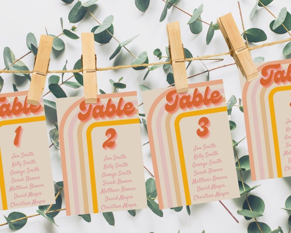 Retro Wedding Seating Chart Template 70s Wedding Hanging | Etsy