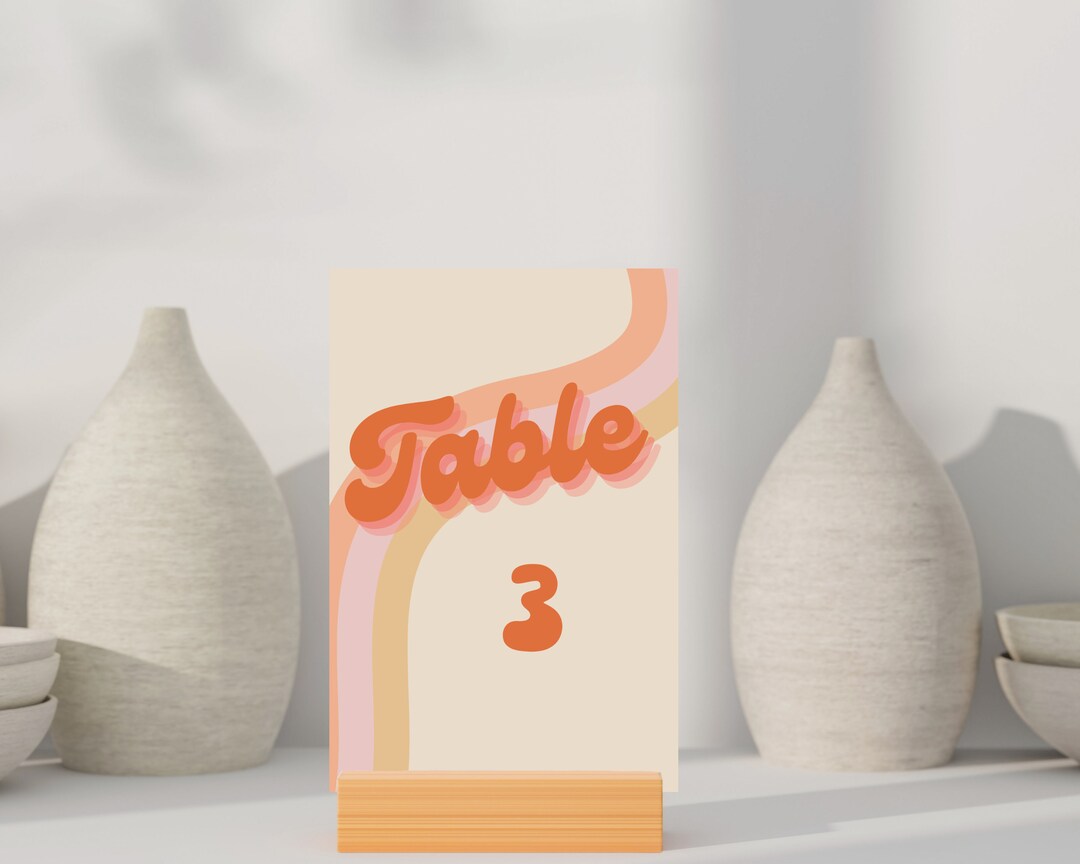 Retro 70s Wedding Table Number, Printable Boho Decor (instant Download ...