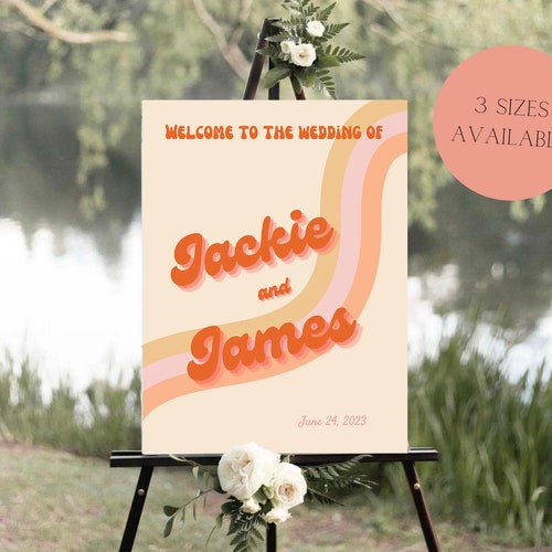 Retro Wedding Welcome Sign Large 70s Wedding Sign Sign - Etsy