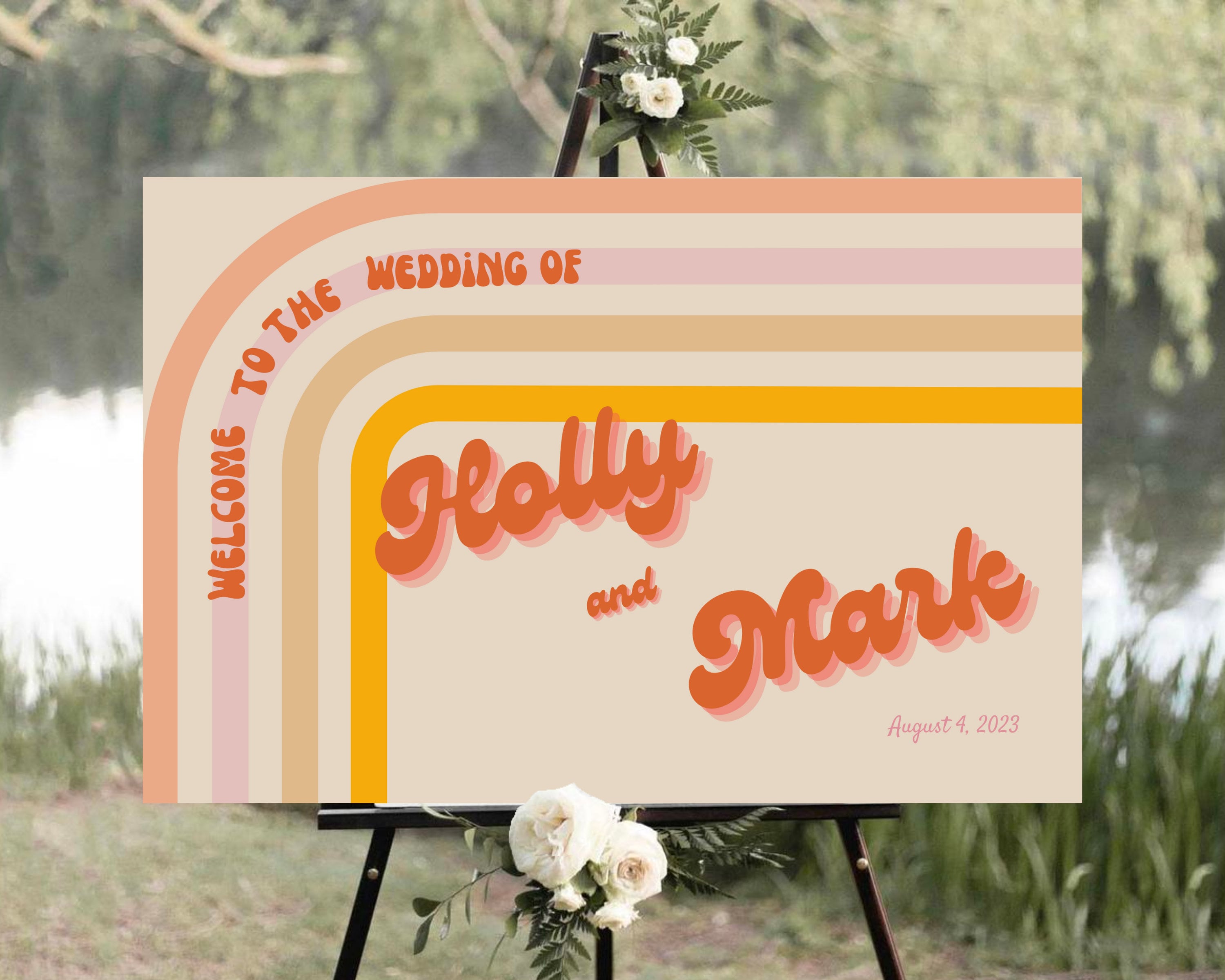 Retro Wedding Welcome Sign Large 70s Wedding Sign Sign - Etsy