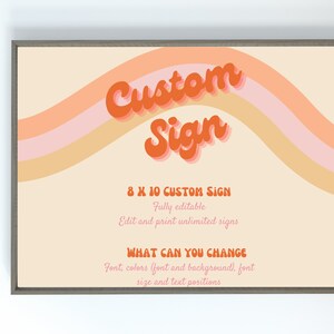Retro Custom Wedding Sign Template, Design Your Own 70s Sign, Create ...