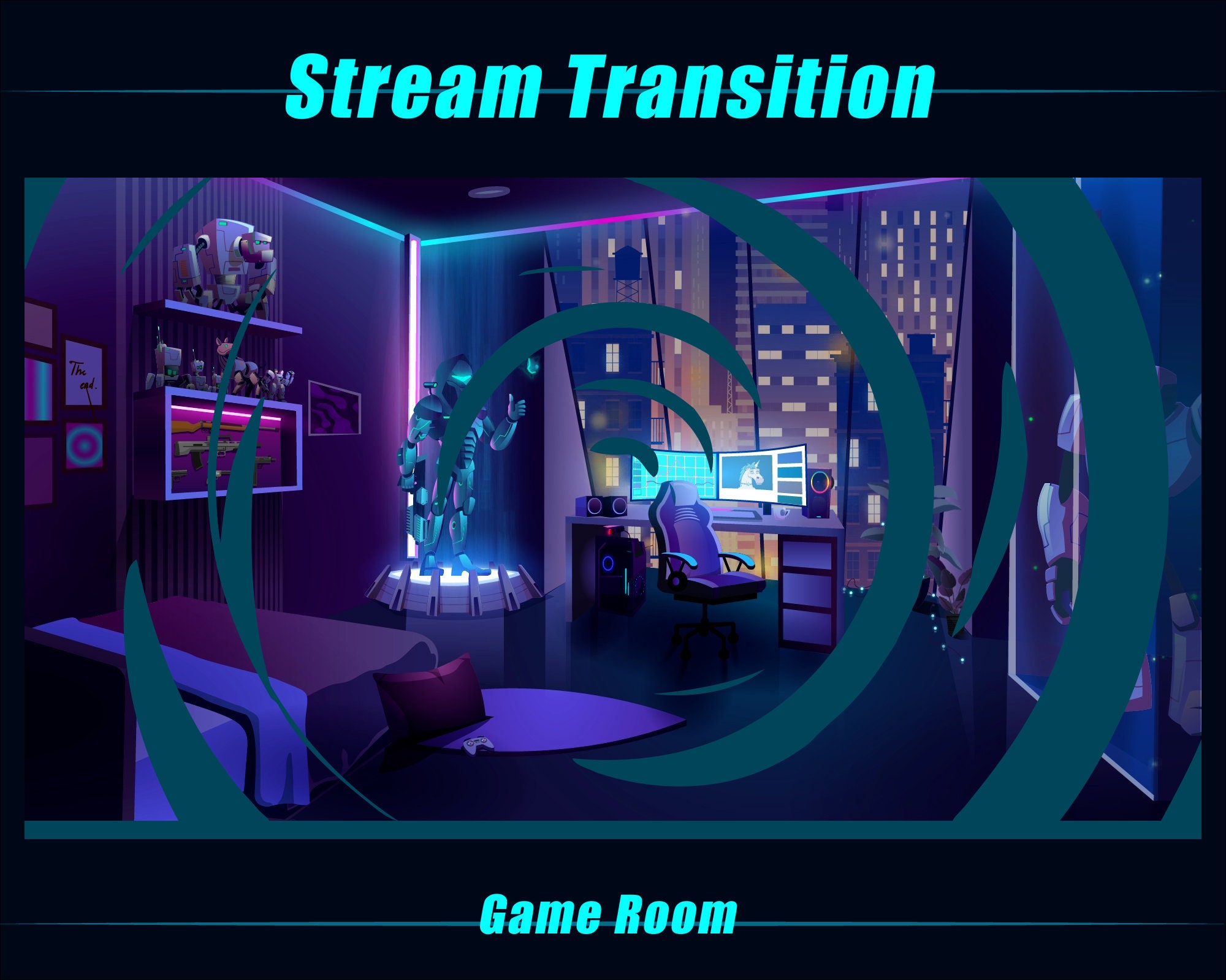 Animated Twitch Transition Stinger Neon Gaming Room / Retro Cozy Dark ...