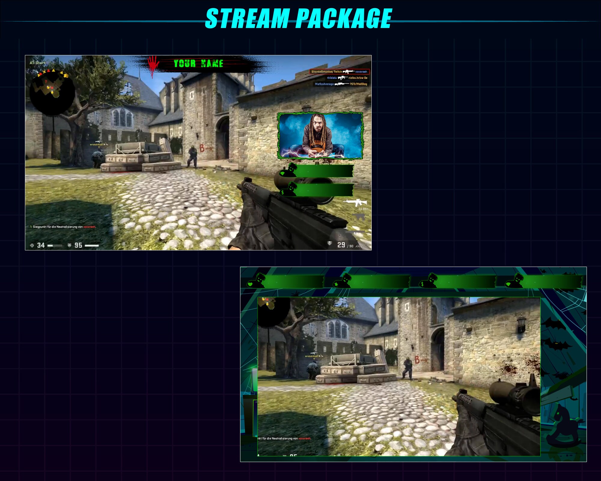 Halloween Neon Haunted PC Room Animated Stream Package, NEON Horror ...