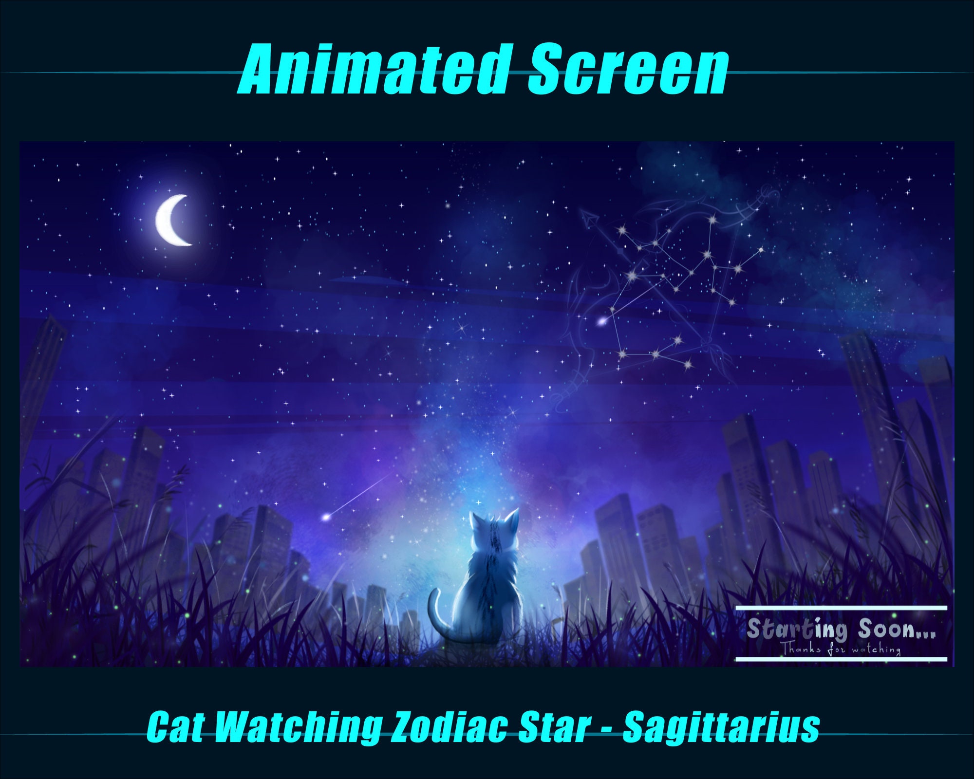 Animated SAGITTARIUS Celestial Stars Twitch Stream Overlay Package ...