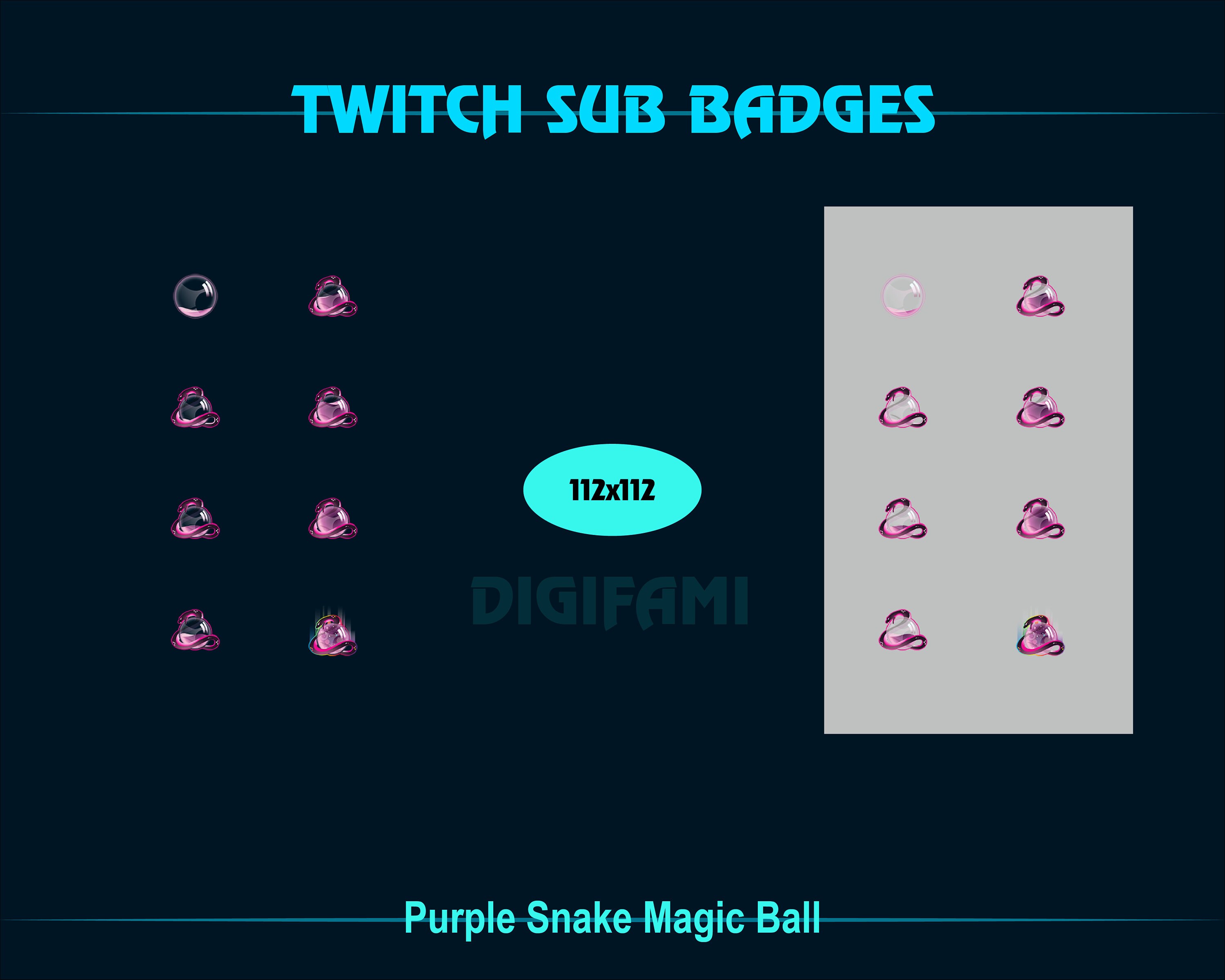 Purple Snake Magic Ball Twitch Sub Badges / Neon Snake Sub - Etsy