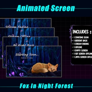 ANIMATED Fox in Forest Twitch Stream Package, Magic Forest Fox Animated ...