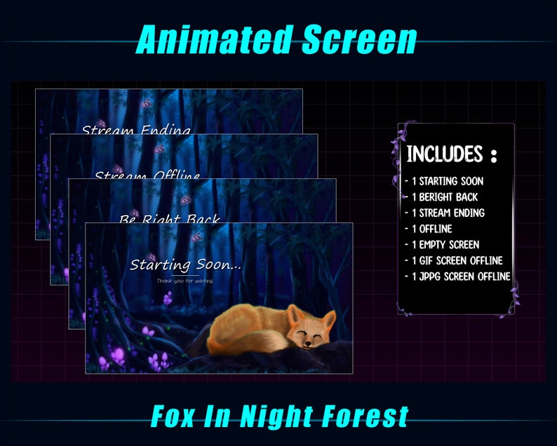 ANIMATED Fox in Forest Twitch Stream Package, Magic Forest Fox Animated ...