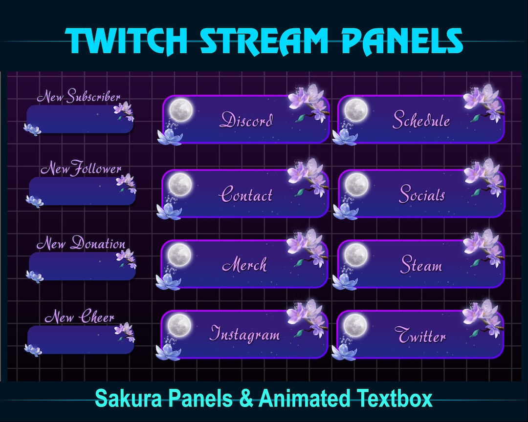 Sakura Twitch Panels / Cherry Blossom Stream Panels / Moon Lake Stream ...