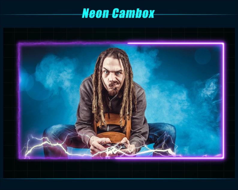 ANIMATED Twitch Webcam Overlay NEON Cam Frame / Purple Cyan Neon Twitch ...