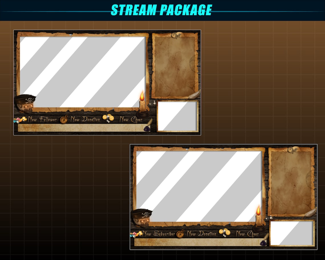 Pirate Stream Overlay Panel / Treasure Map Twitch Panel / Pirate Twitch ...