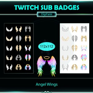 Angel Wings Twitch Sub Badges, Silver Gold Angel Wings Twitch Sub ...