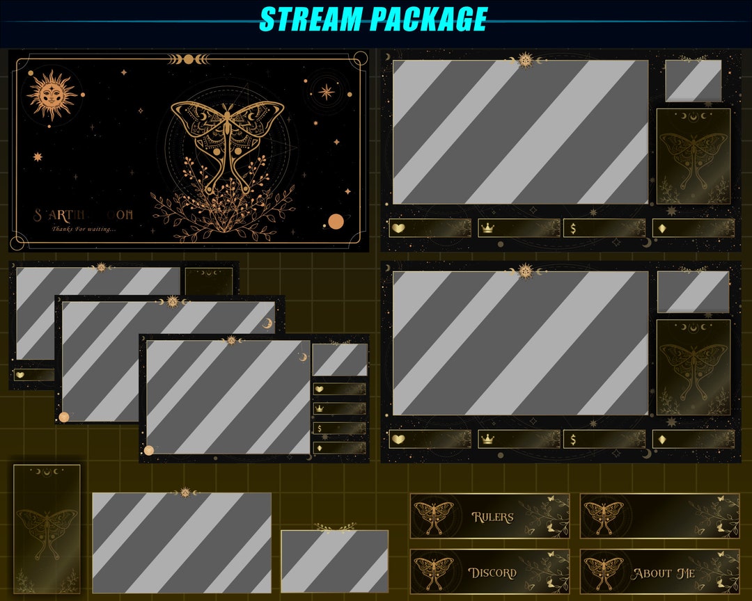 Animated Stream Package Gold Celestial Luna Moth, Golden Celestial ...