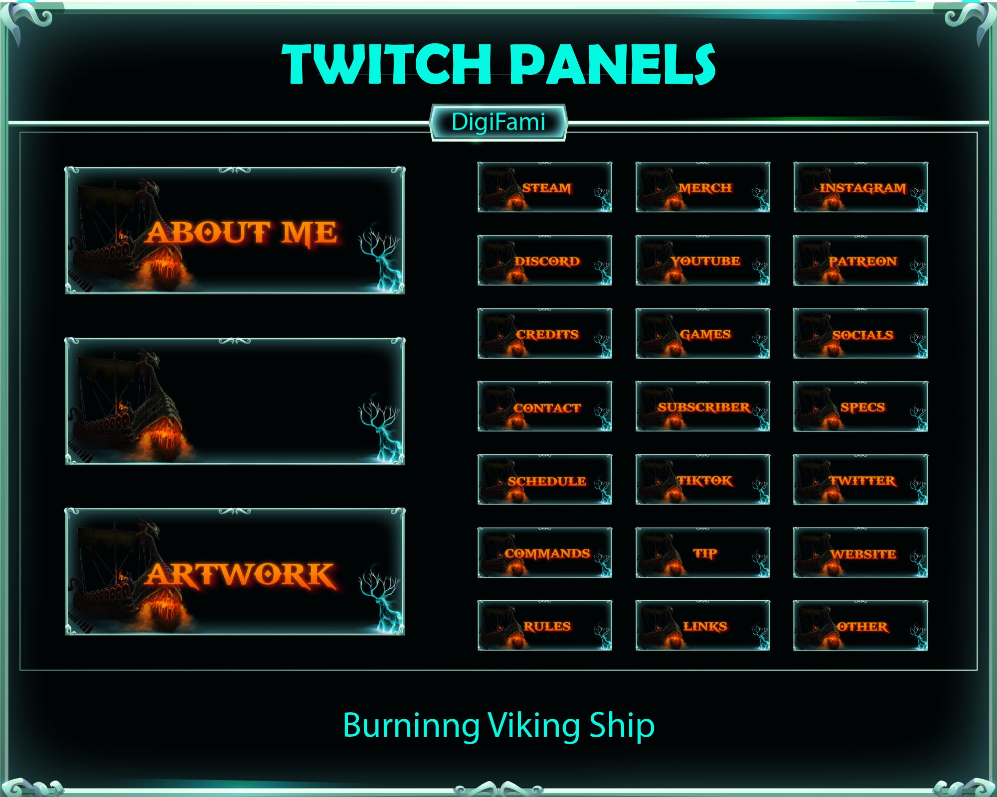 Twitch Panels Viking Ship, Viking Panels for Streamers, Youtuber, KICK ...