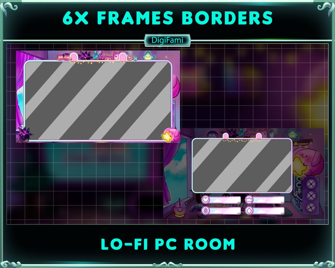 Animated Twitch Overlay Package Lofi Game Room, Lofi PC Set-up Room ...