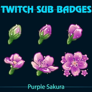 Purple Sakura Twitch Sub Bit Badge / Purple Cherry Blossom Twitch Sub ...