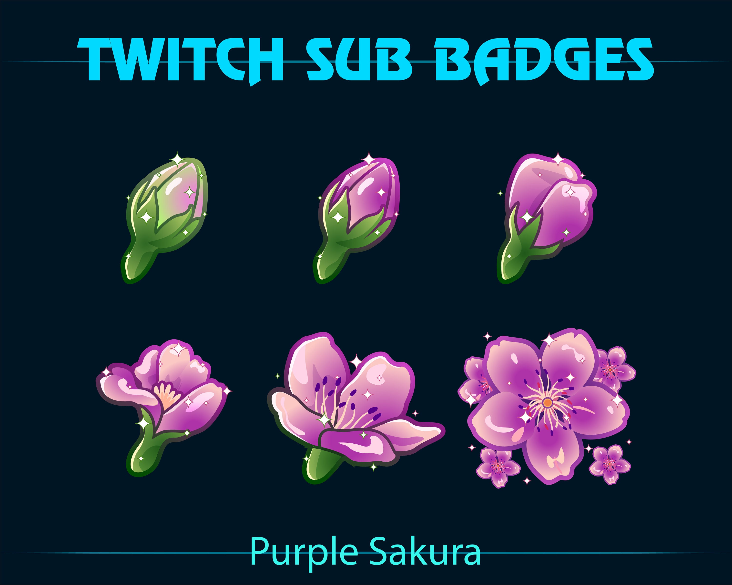 Purple Sakura Twitch Sub Bit Badge / Purple Cherry Blossom Twitch Sub ...