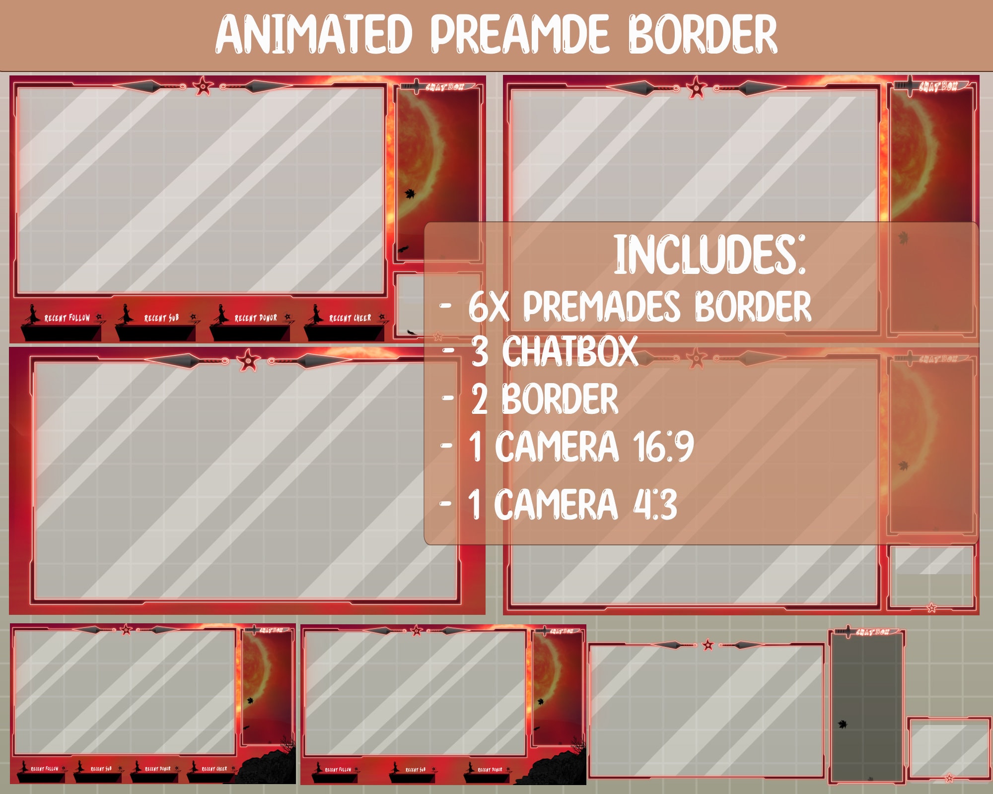 ANIMATED Samurai Twitch Stream Overlay Package / Japanese Stream ...