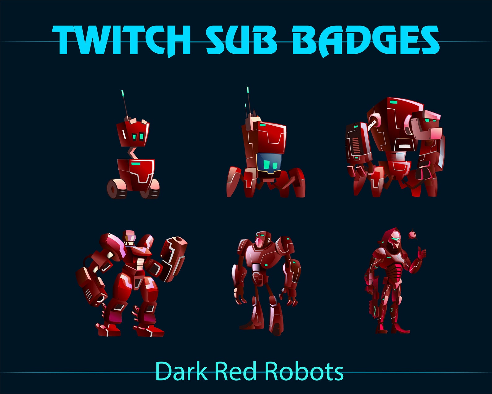 RED ROBOT Twitch Sub Badges for Streamers, Youtube, Discord, OBS ...