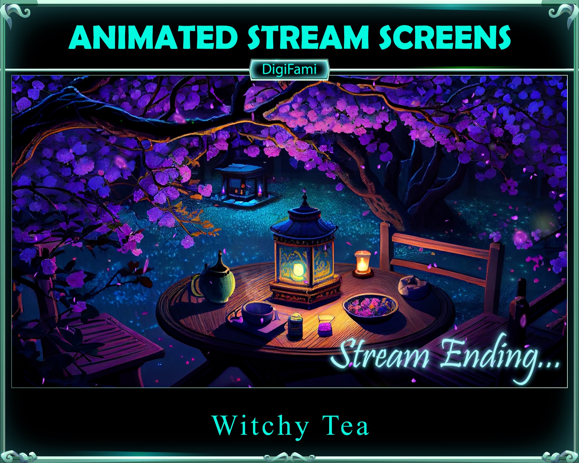 ANIMATED Twitch Stream Overlays Witchy Tea, Witchy Garden Animated ...