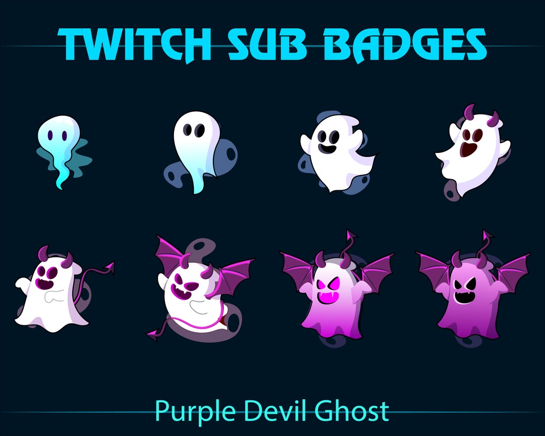 Purple Halloween Ghost Twitch Sub Badge, Purple Devil Ghost Twitch Sub ...