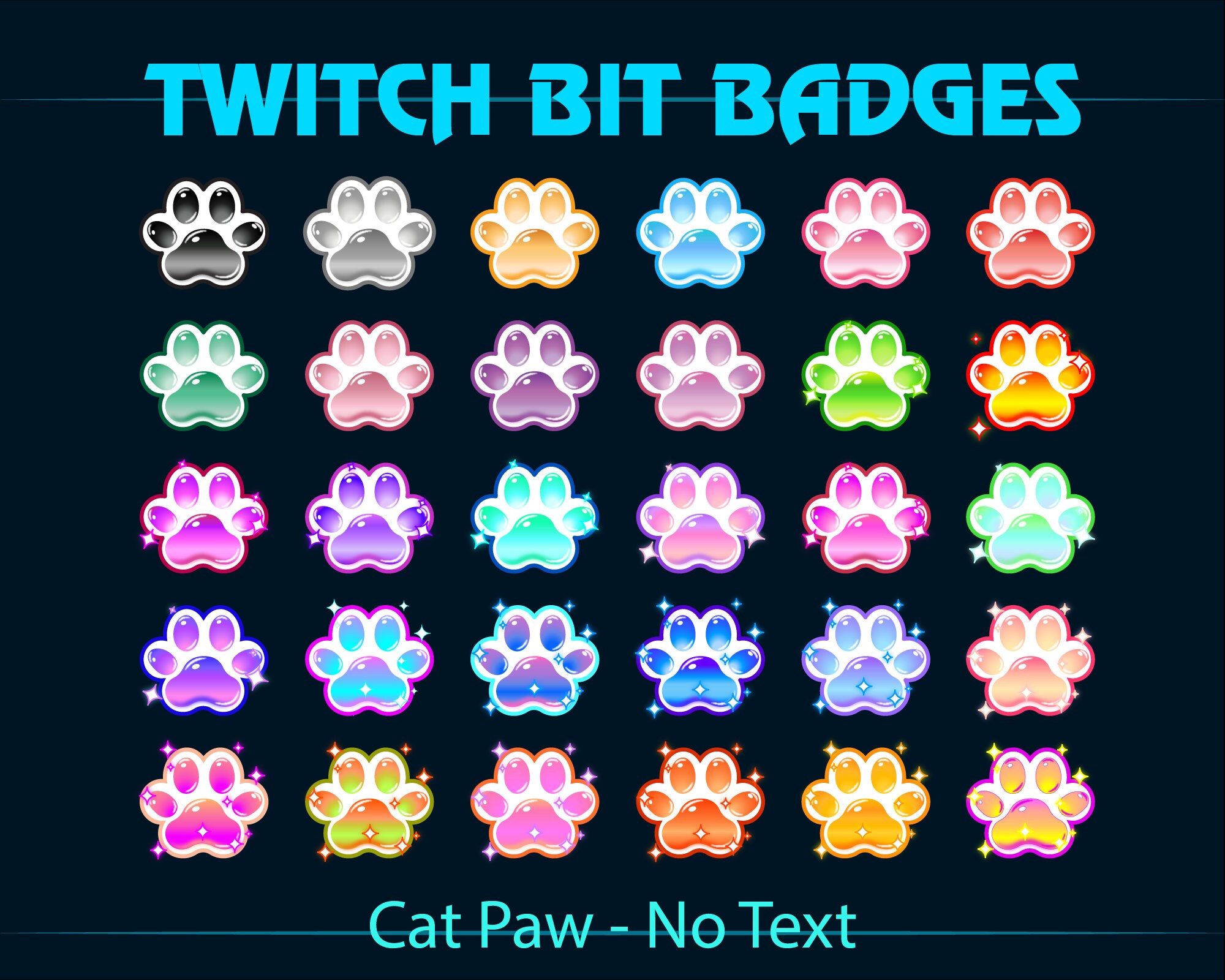 Cat Paw Twitch Bit Badges, Puppy Paw Twitch Bit Badges, Cat Paw Sub ...