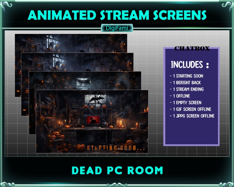 Animated Twitch Stream Overlays Dead PC Room, Horror PC Room Animated ...