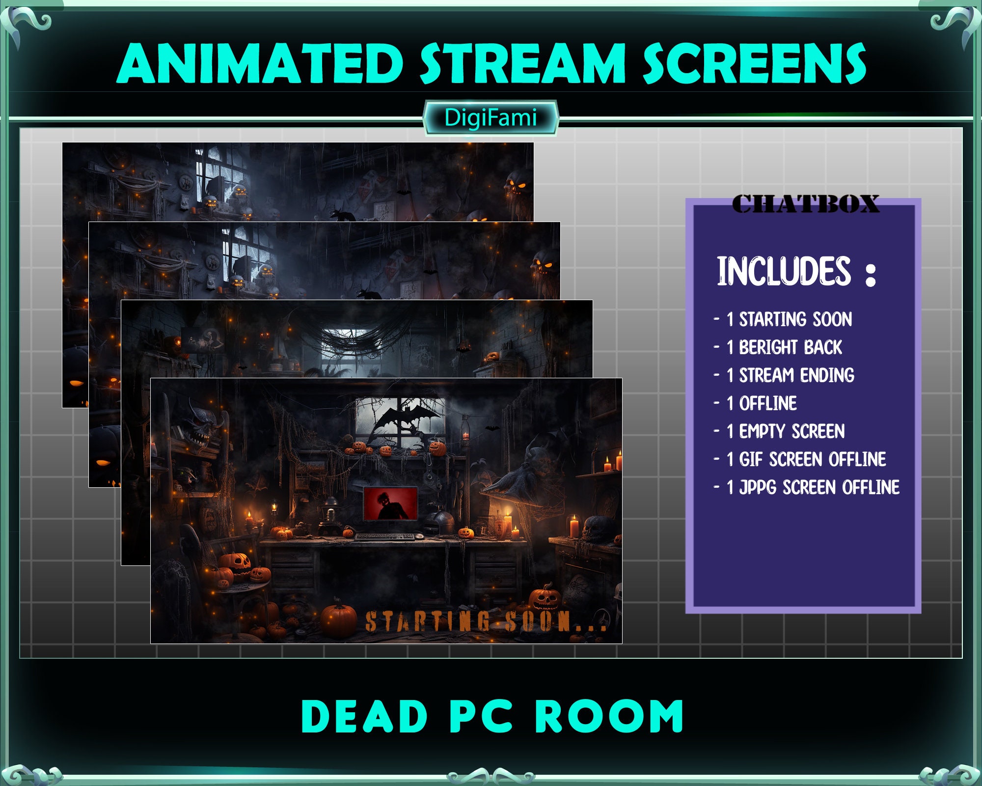Animated Twitch Stream Overlays Dead PC Room, Horror PC Room Animated ...