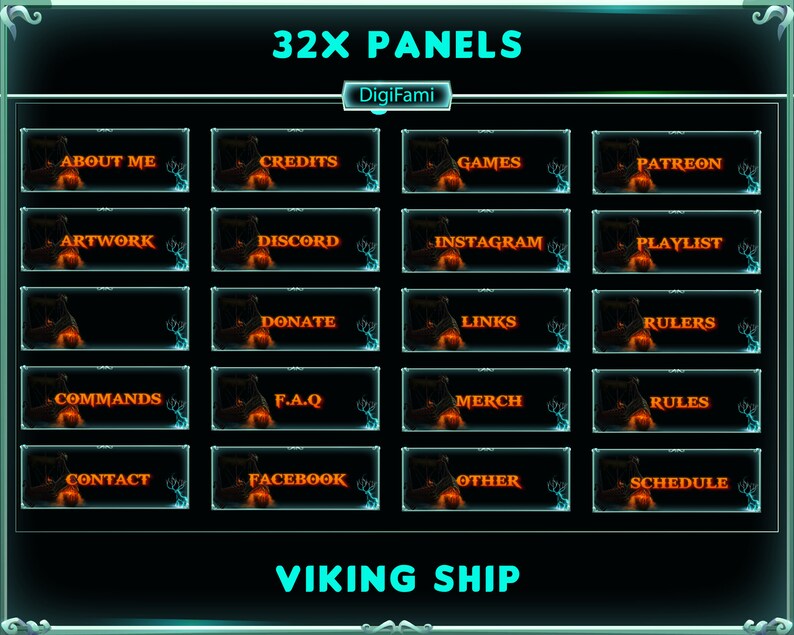Burning Viking Ship Animated Twitch Stream Overlay Package, Viking Animated Stream Bundle for ...