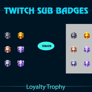 Loyalty Trophy Twitch Sub Bit Badges, Trophy Twitch Cheer Badges ...