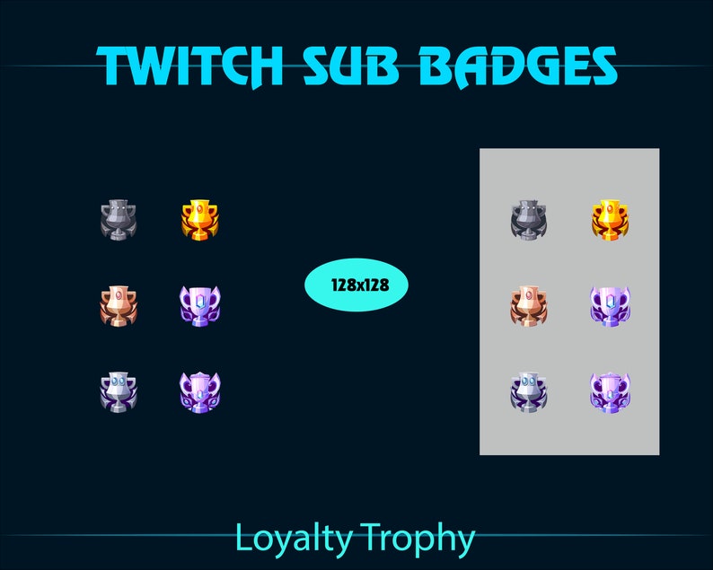 Loyalty Trophy Twitch Sub Bit Badges, Trophy Twitch Cheer Badges ...
