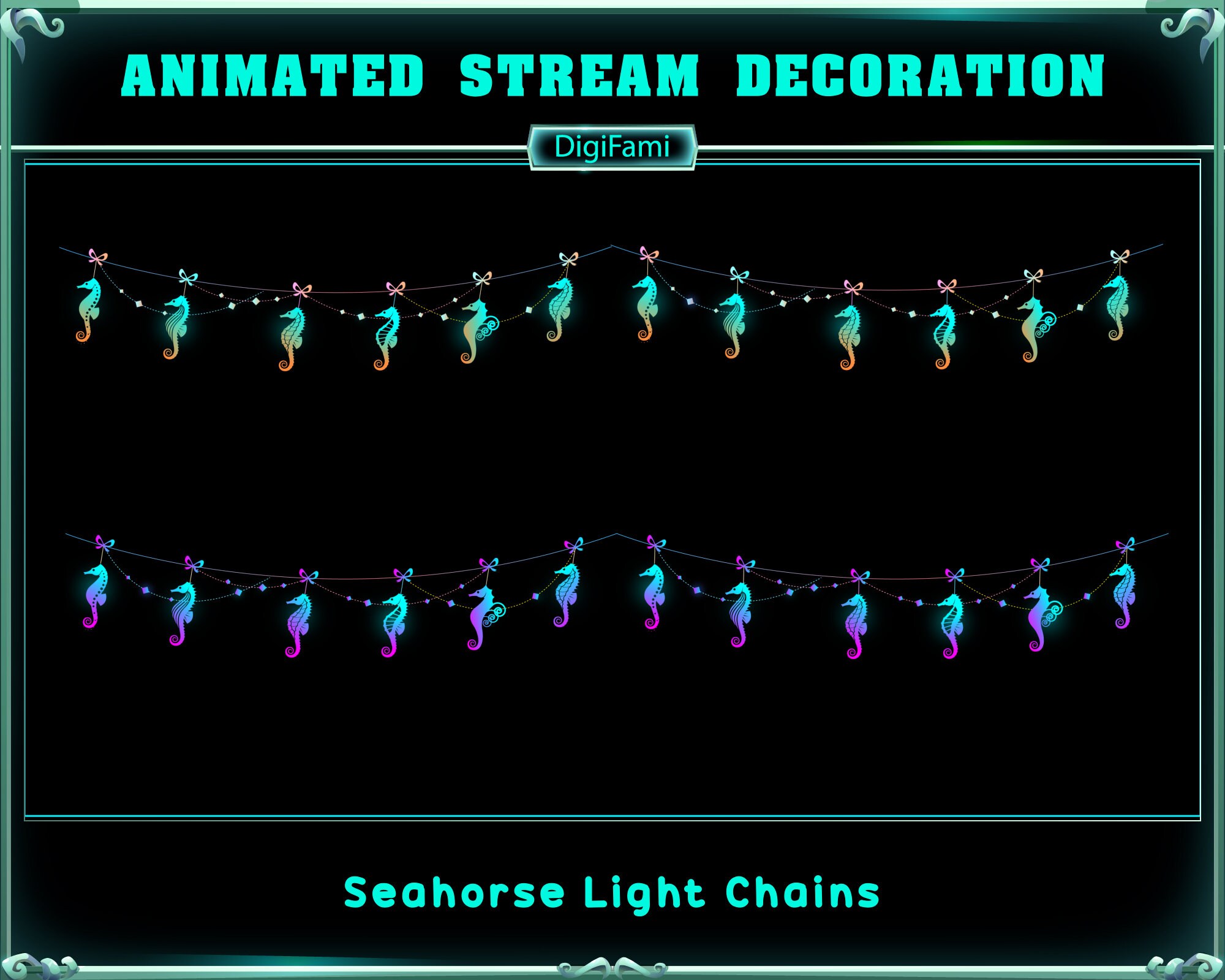 Fairy Seahorse Light Chains Animated Twitch Stream Decoration, Animated ...