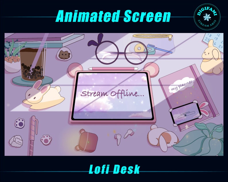 ANIMATED Twitch Stream Screen Overlays Lofi iPad Desk, Aesthetic ...