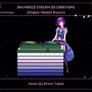 Animated Stream Decoration Neon DJ Table, Animated Neon DJ Table Vtuber ...
