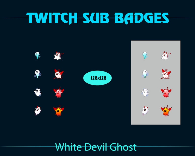 White Halloween Ghost Twitch Sub Badge, Cute Devil Ghost Twitch Sub ...