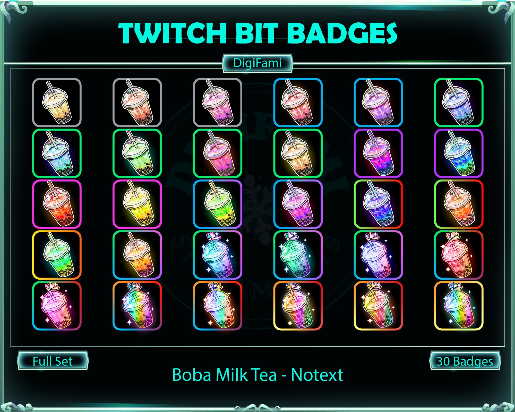 Cute Bubble Milk Tea Twitch Bit Badges, Colorful Bubble Tea Twitch Sub ...