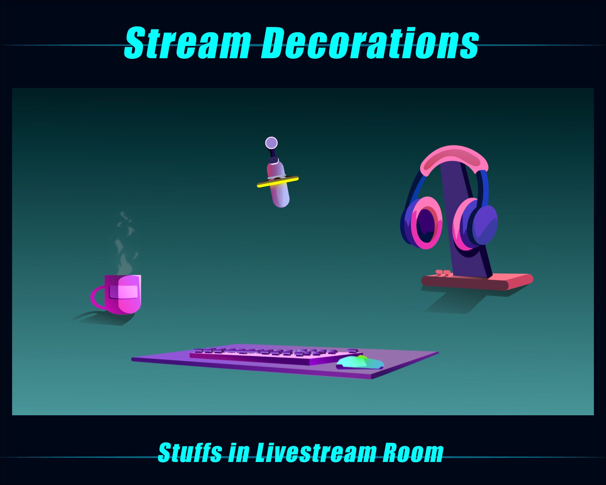 Animated Twitch Stream Decoration PC Room Stuffs, Purple Livestream ...