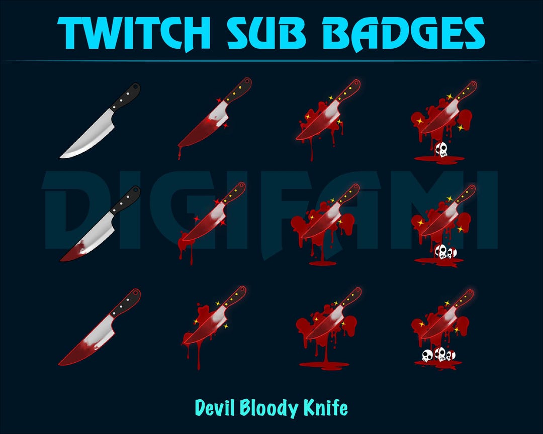 Bloody Knife Twitch Sub Badges, Spooky Bloody Knife Twitch Sub Badge ...