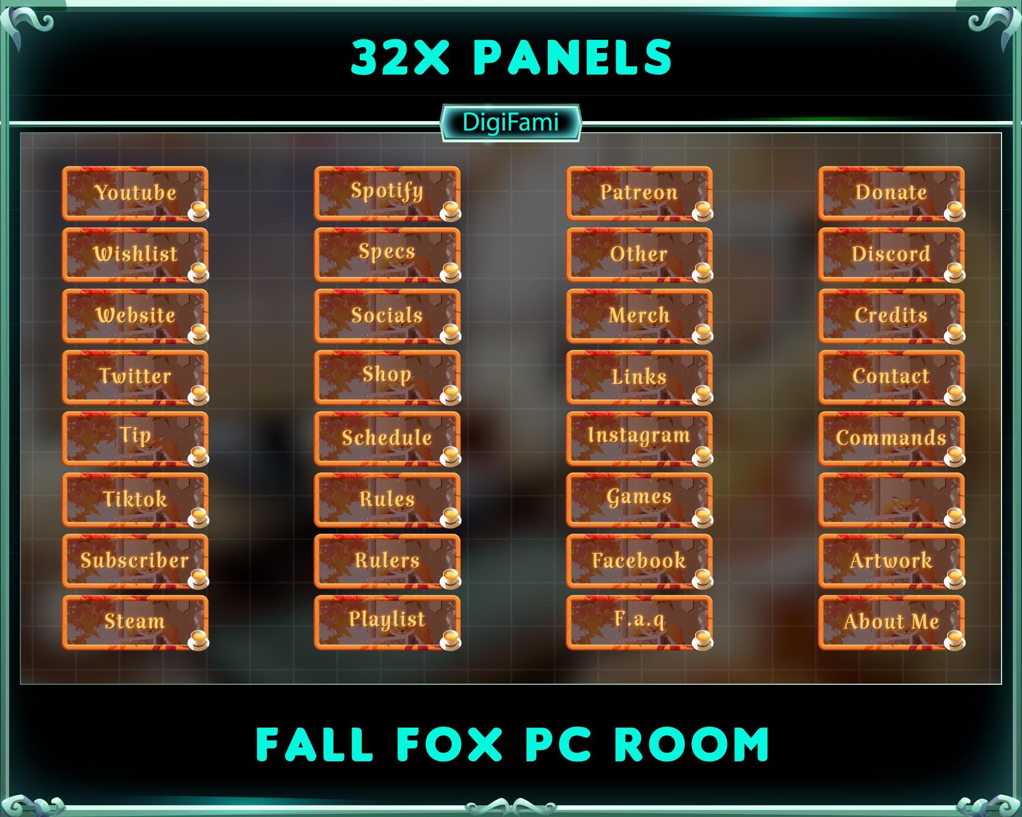 Fox in Fall PC Room Animated Twitch Overlay Bundle, Fox in Autumn Game ...