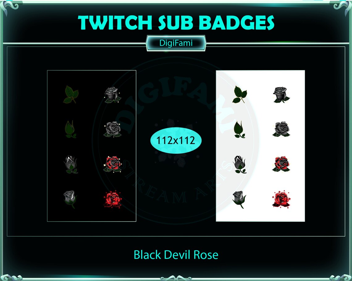 Black Devil Roses Twitch Sub Bit Badges, Black Devil Roses Twitch Sub ...