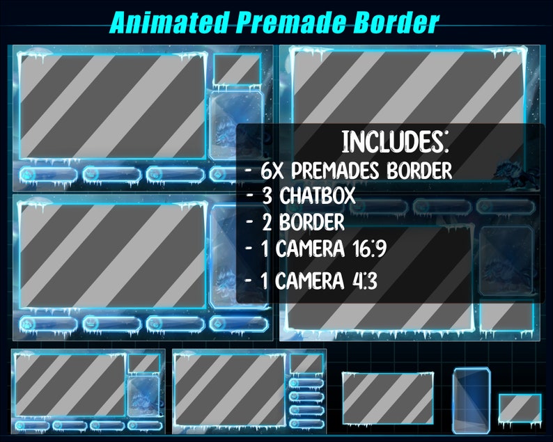 ICE Wolf Animated Twitch Stream Overlay Package, Winter Ice Wolf Twitch ...