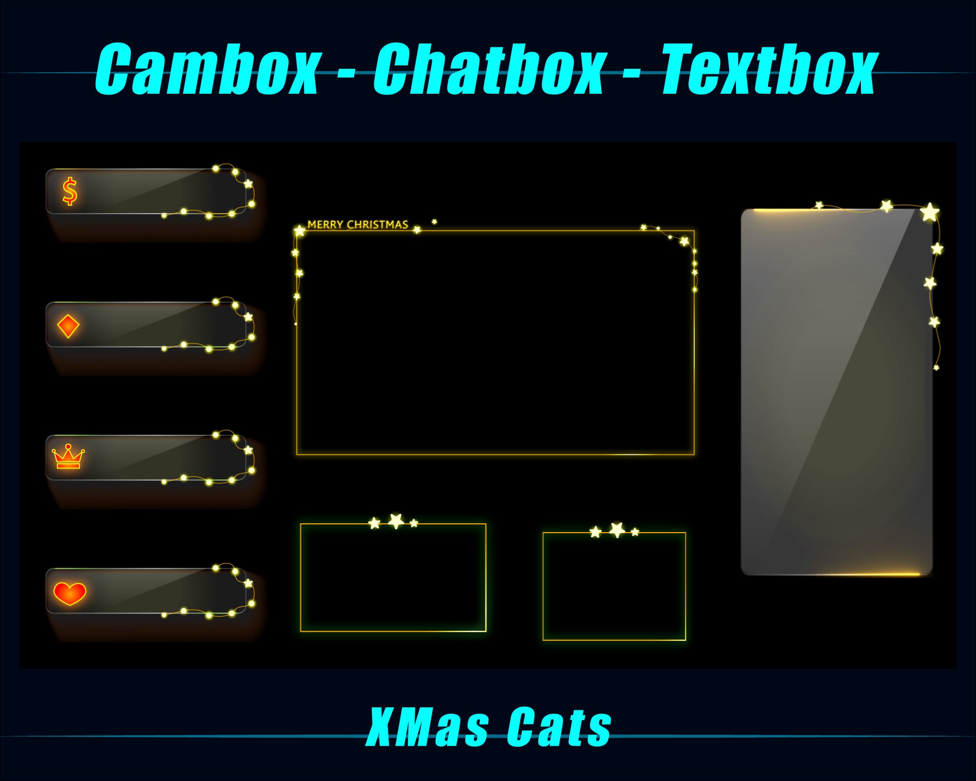 Animated Twitch Overlay Package Xmas Cats in Cozy Room, Christmas Cats Falling Snow Animated ...