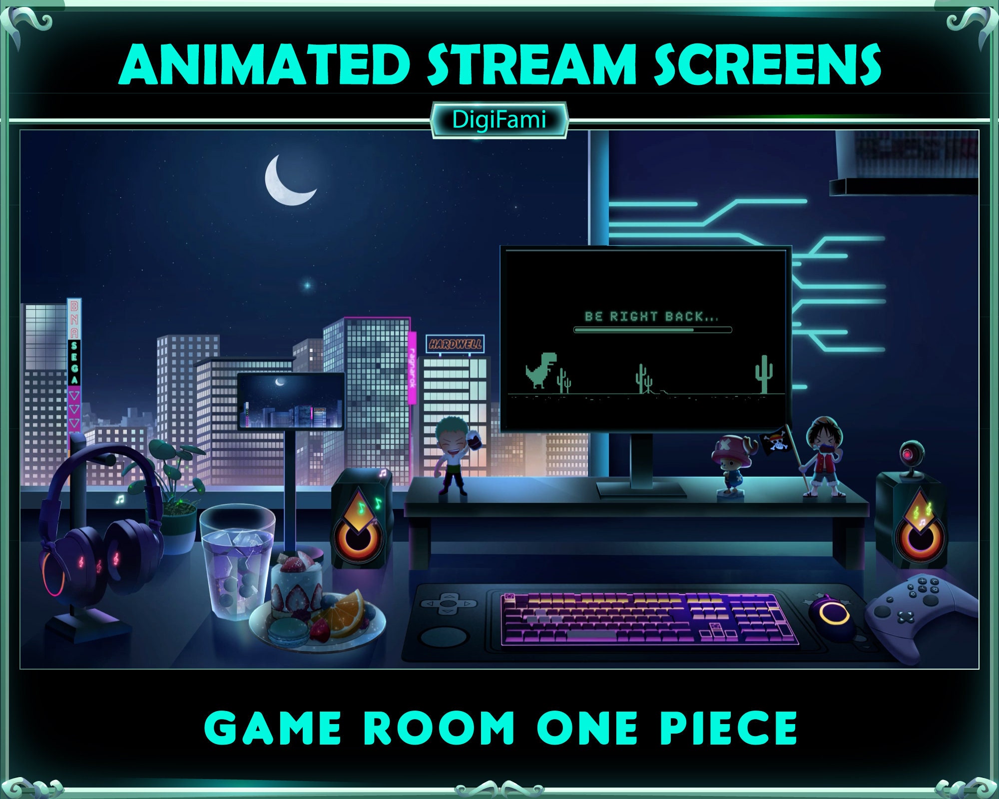 Animated Twitch Gaming Room Screen Overlays, PC Desk Twitch Screen ...