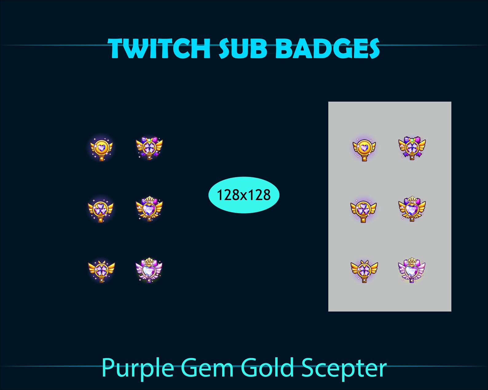 Purple Golden Scepter Twitch Sub Bit Badges, Purple Gem Gold ...