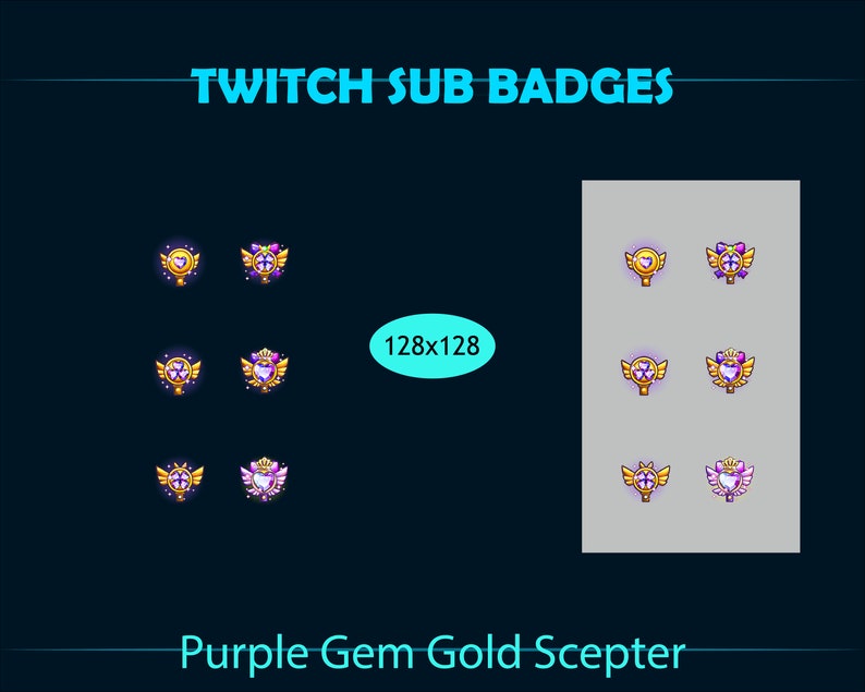 Purple Golden Scepter Twitch Sub Bit Badges, Purple Gem Gold ...