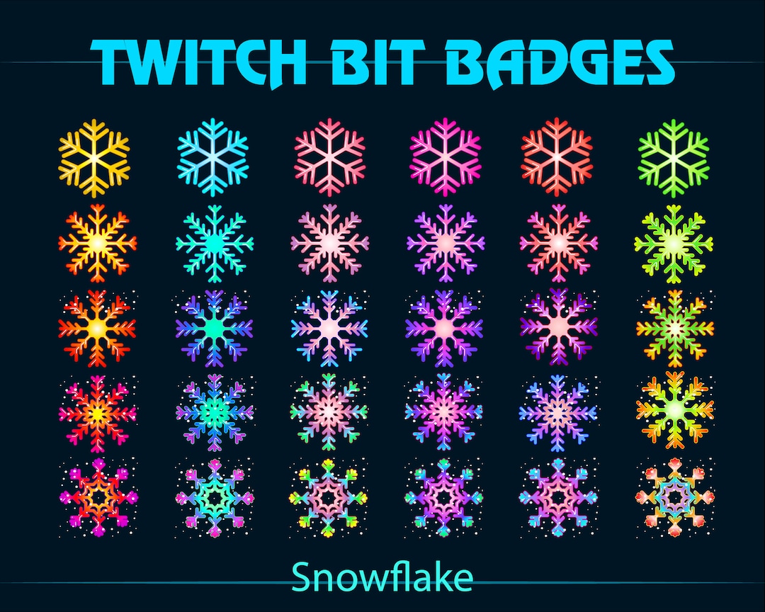 Neon Snowflake Twitch Bit Badges, Colorful Snowflake Twitch Bit Badges, Neon Snowflake Sub ...