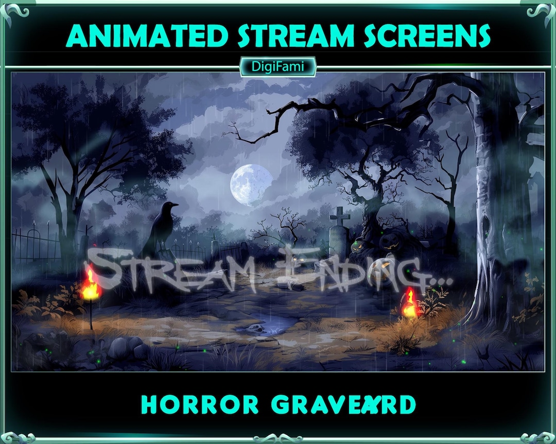 Spooky Halloween Animated Stream Screen Overlays, Black Crow in the ...