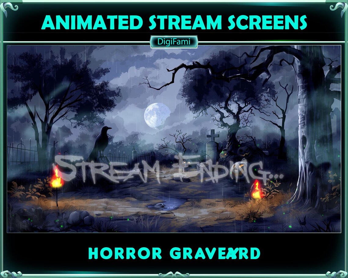 Spooky Halloween Animated Stream Screen Overlays, Black Crow in the ...