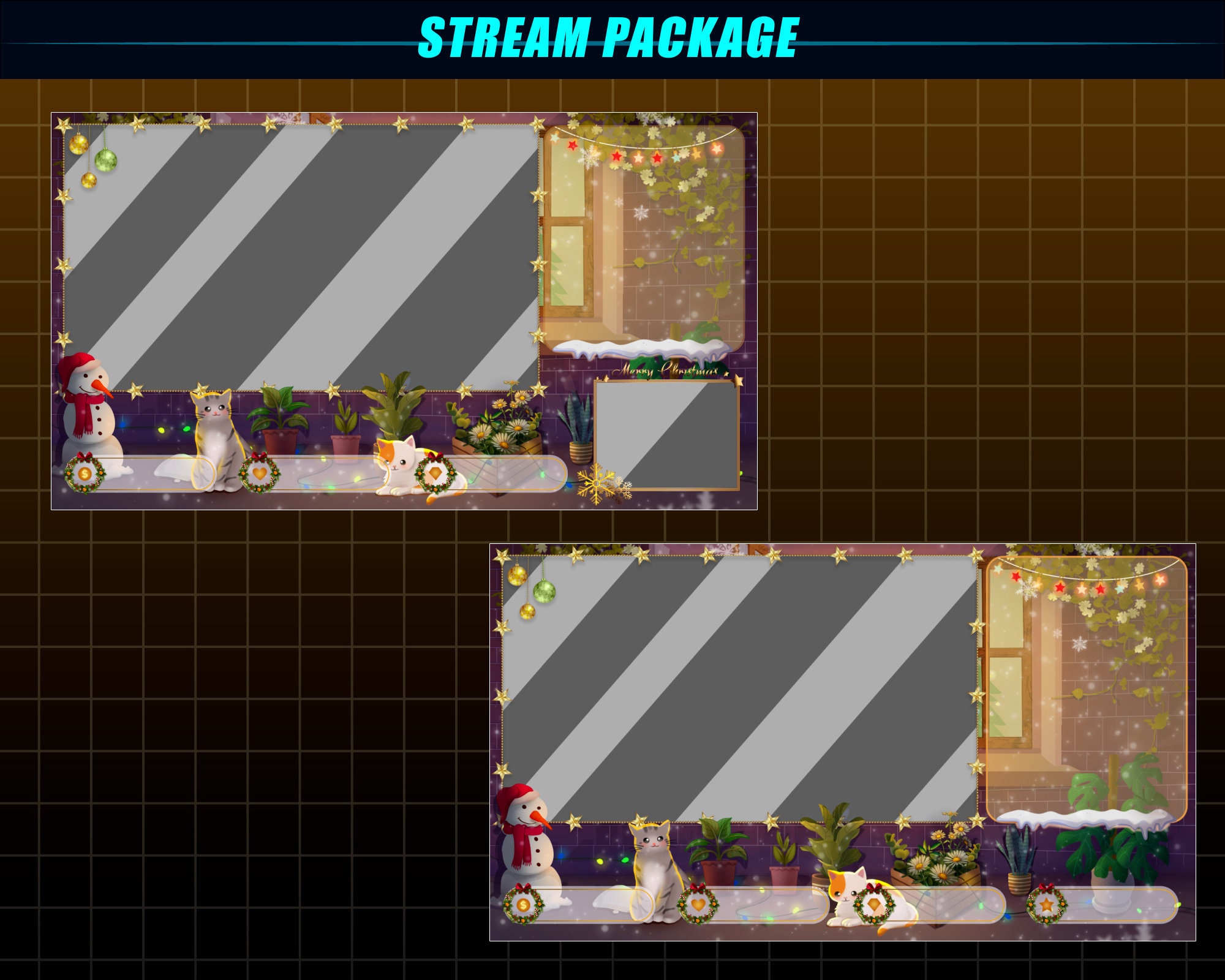 Animated Twitch Overlay Package Cats by Xmas Window, Christmas Cats ...