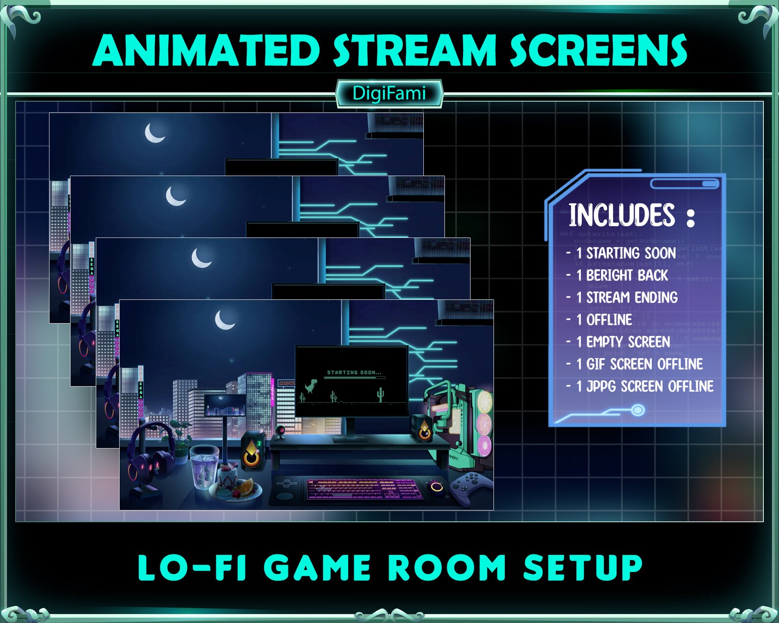 Gaming Room Stream Overlays Package, PC Desk Twitch Overlays Package ...